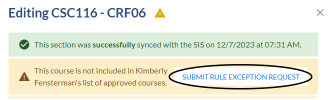 Rule Exception Requests Kirkwood Process Documentation