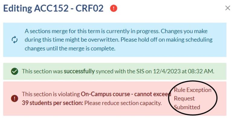 Rule Exception Requests – Kirkwood Process Documentation